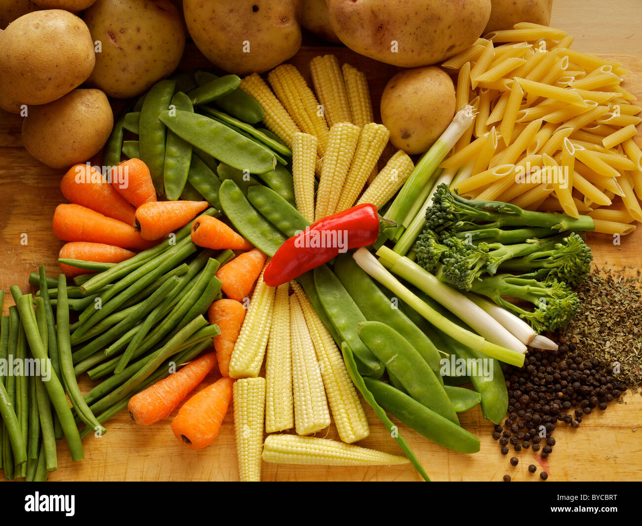 Red chilli in a pile of fresh raw vegetables Stock Photo - Alamy