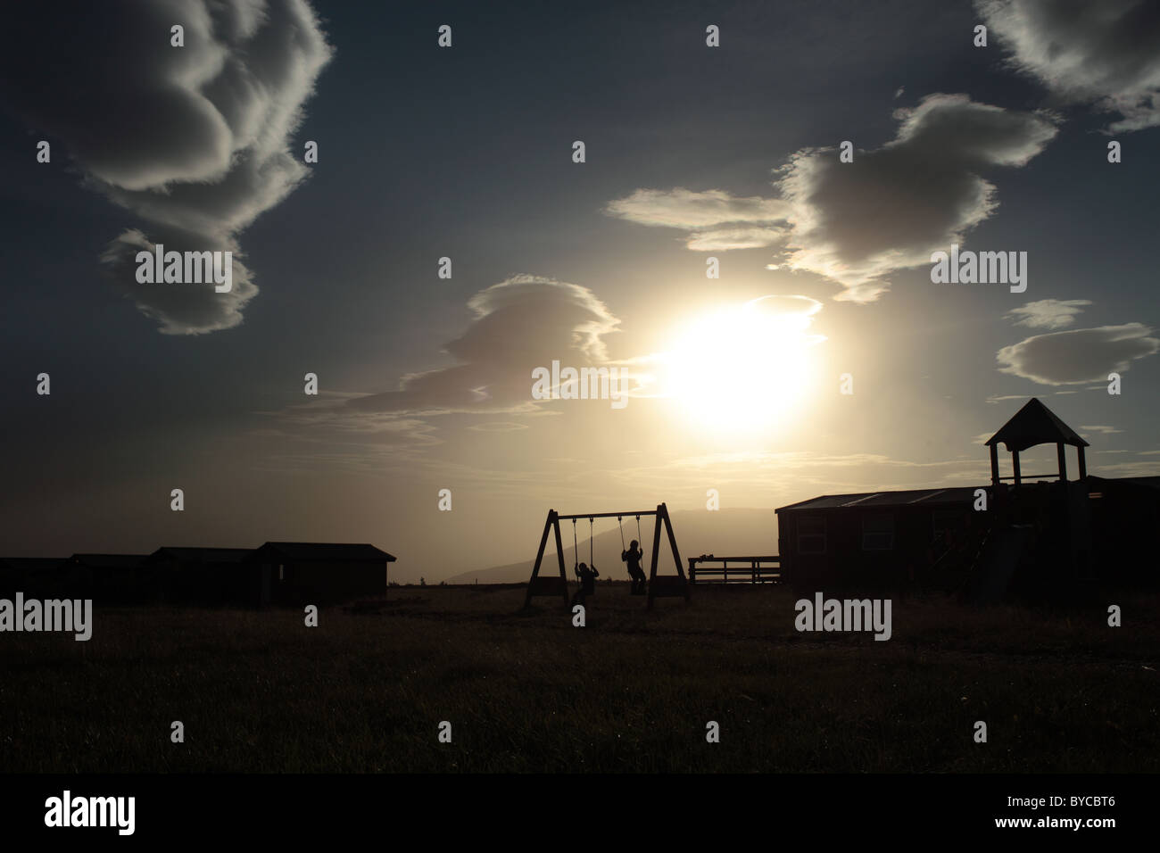 Wind-blown ash in the sky from the Icelandic volcano Eyjafjallajokull ...