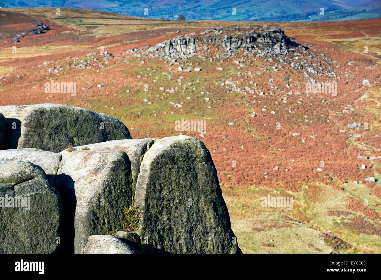 Carl Walk Hillfort from Burbage Rocks, Burbage Moor, Near Hathersage ...