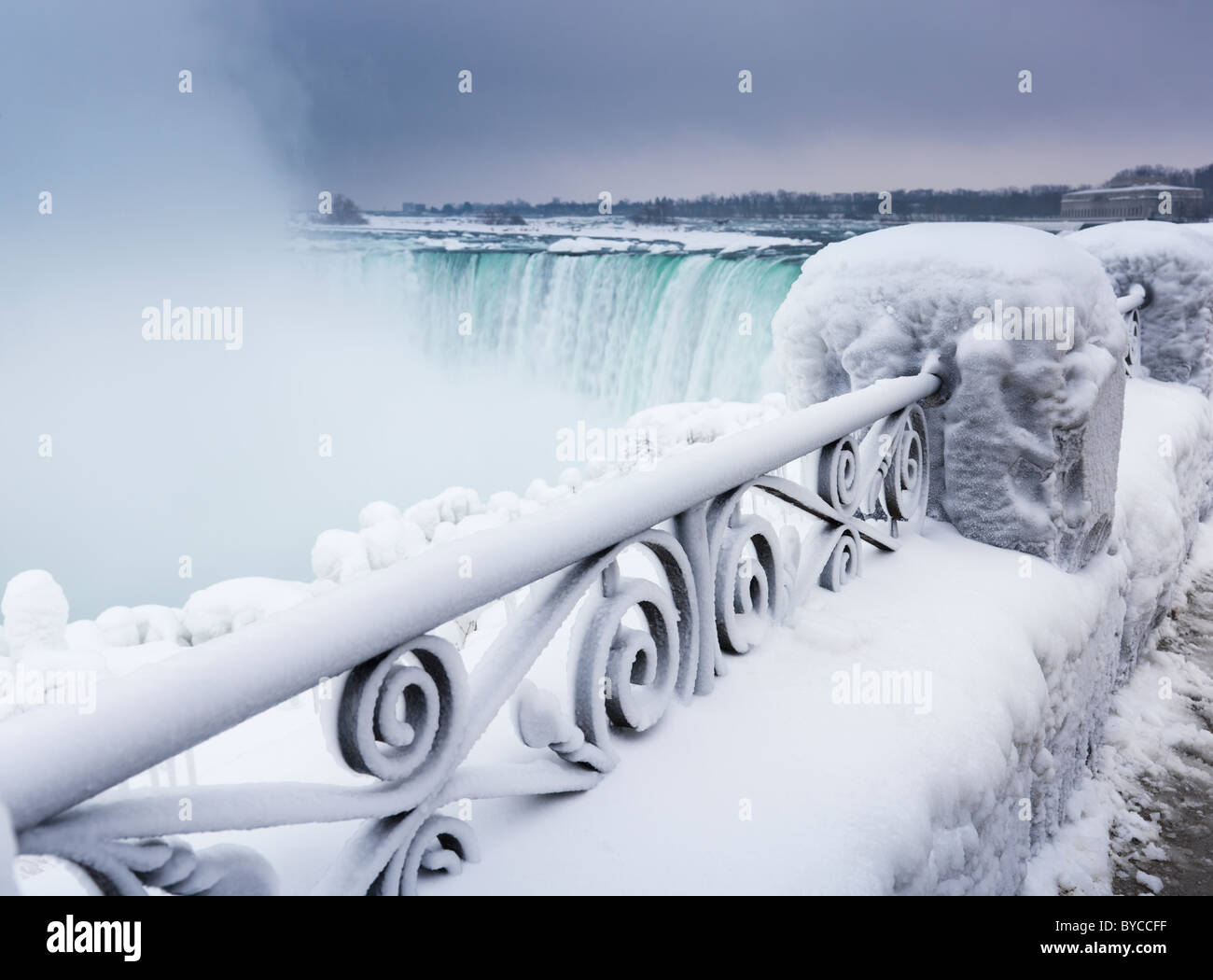 Niagara Falls Horseshoe waterfall wintertime scenic. Ontario, Canada ...