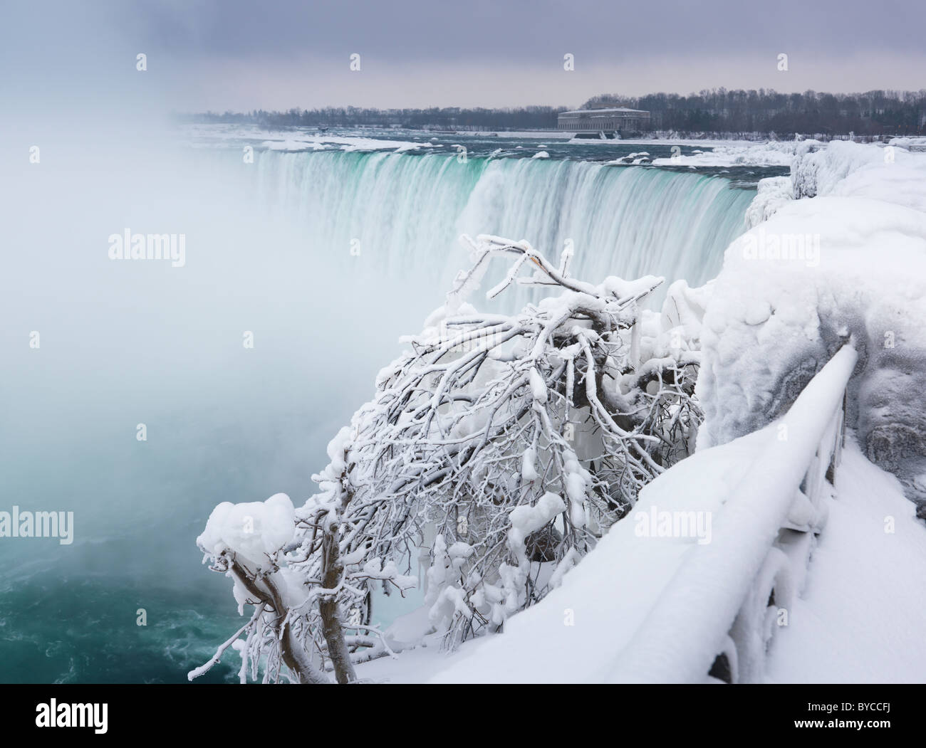 Niagara Falls Horseshoe waterfall wintertime scenic. Ontario, Canada ...