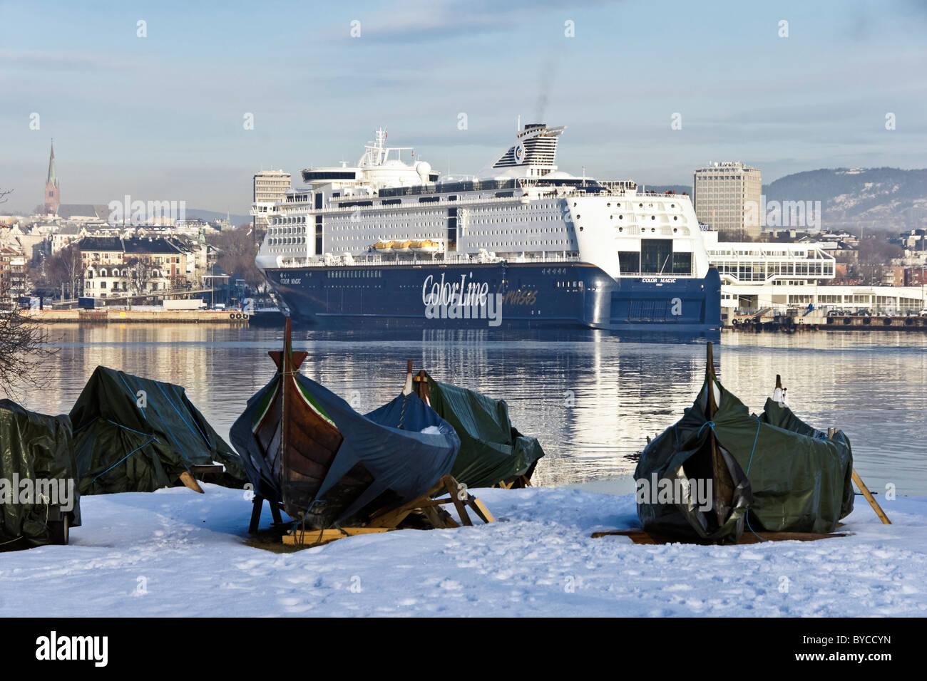 Color Line car and passenger ferry Color Magic berthed in Oslo harbour ...