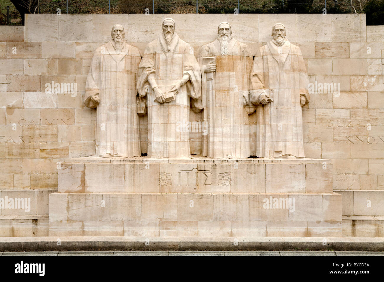 Central section of Reformation Wall: monument in Geneva, Switzerland ...