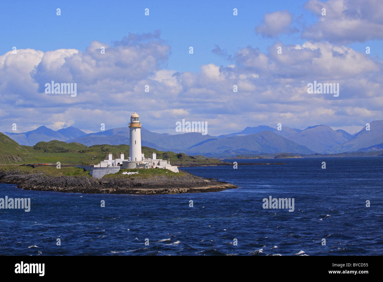 UK Scotland Sound of Mull Lady Isle Rock and Lighthouse Lismore island ...