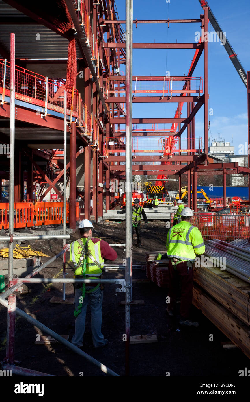 Steelwork, red oxide primer, metal frame columns, structural steelwork ...