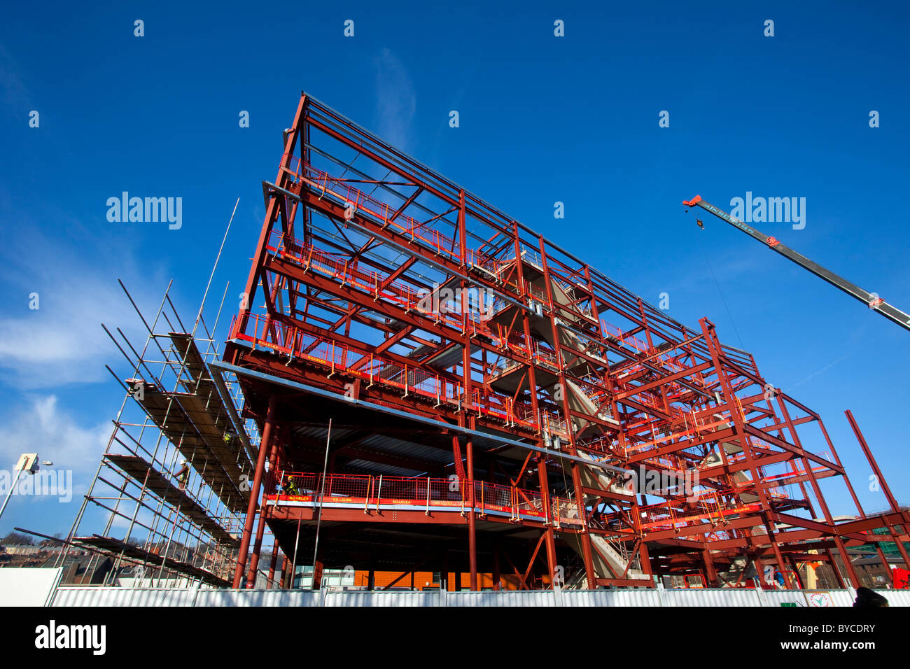 Steelwork, red oxide primer, metal frame columns, structural steelwork ...
