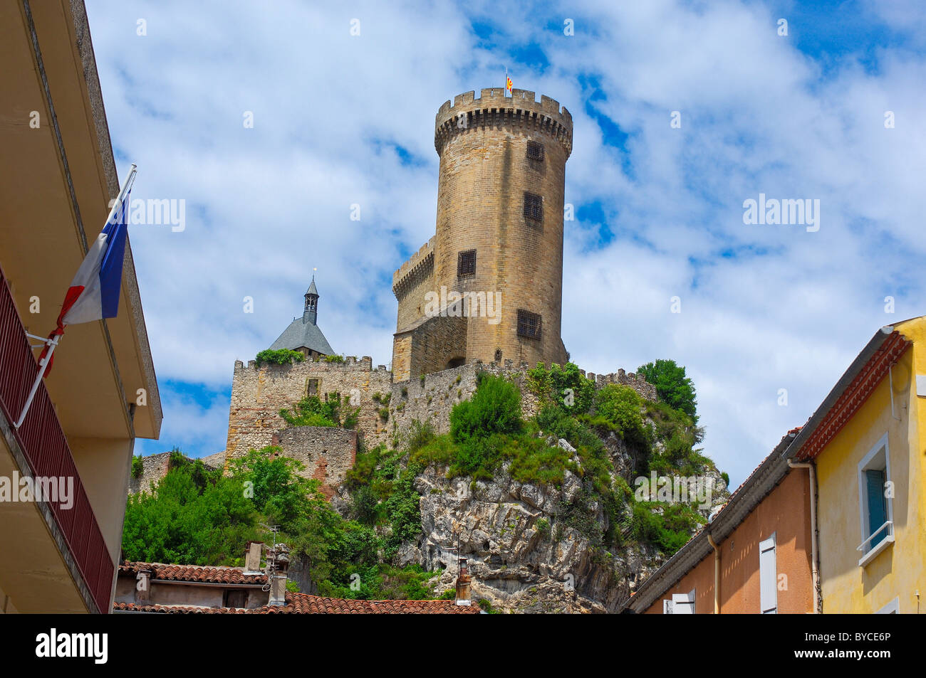 Castle of Foix (Chateau de Foix). Cathar country. Ariege, Midi Pyrénées ...