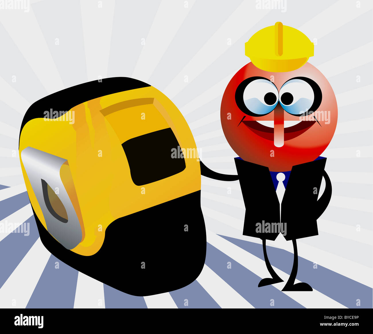 Illustration of a comic character standing near a measuring tape Stock ...