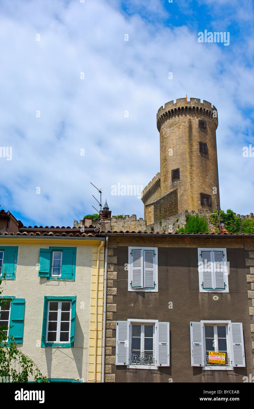 Castle of Foix (Chateau de Foix). Cathar country. Ariege, Midi Pyrénées ...
