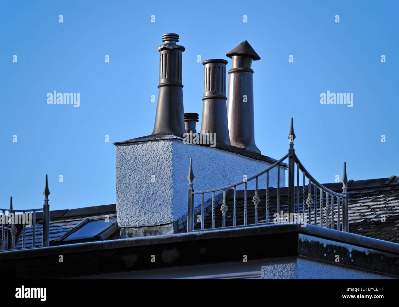 House chimney stack and decorative ironwork. Rayrigg Road, Windermere ...