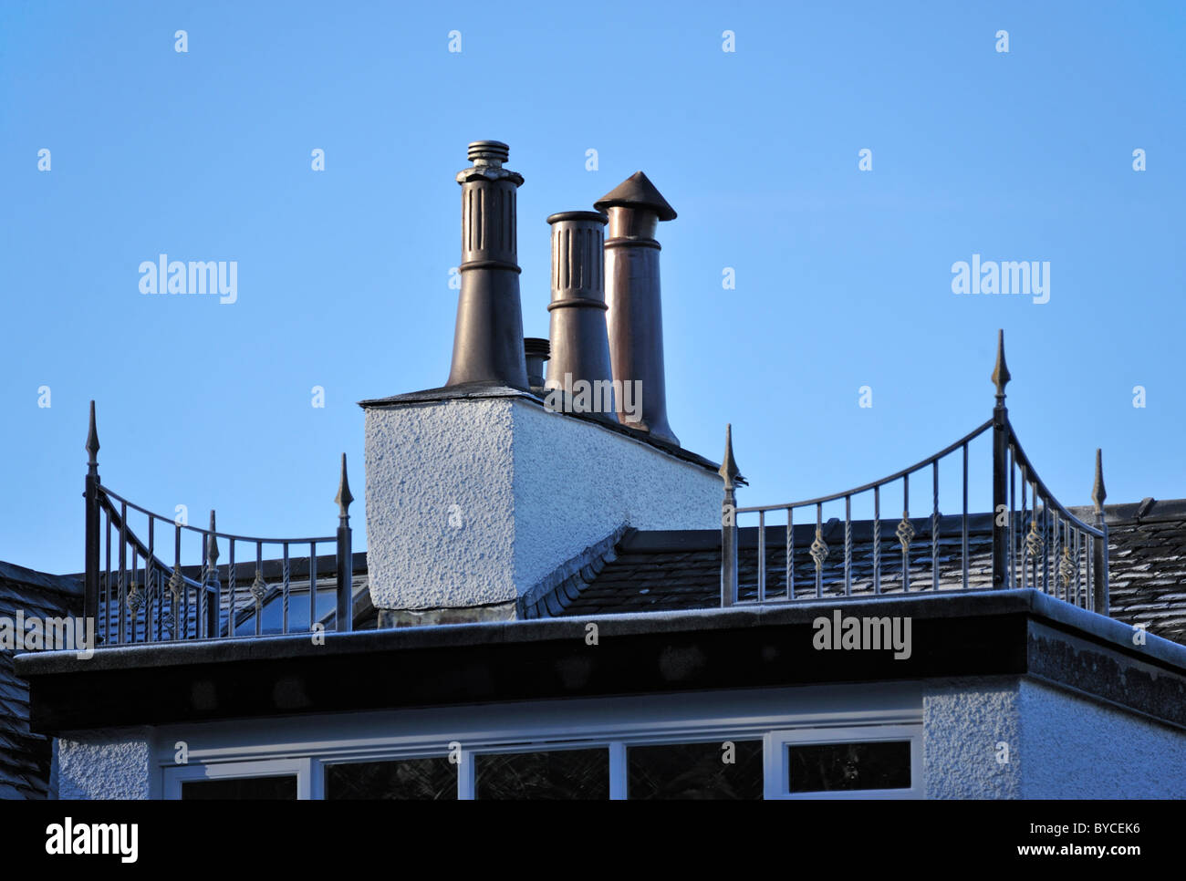 House chimney stack and decorative ironwork. Rayrigg Road, Windermere ...