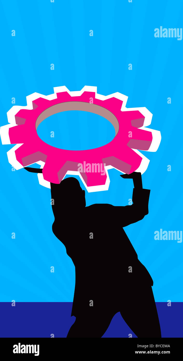 man lifting a reddish machine wheel Stock Photo - Alamy