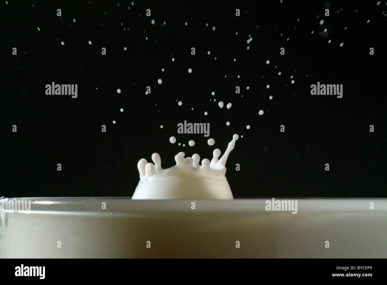 Drop of milk splashing in a glass Stock Photo - Alamy