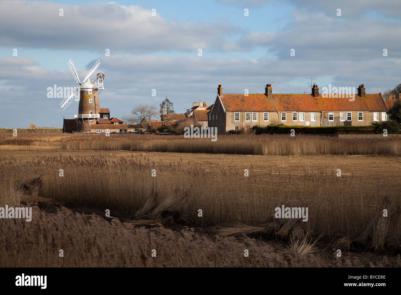 Cley windmill standing prominently over Norfolk saltmarshes Stock Photo ...