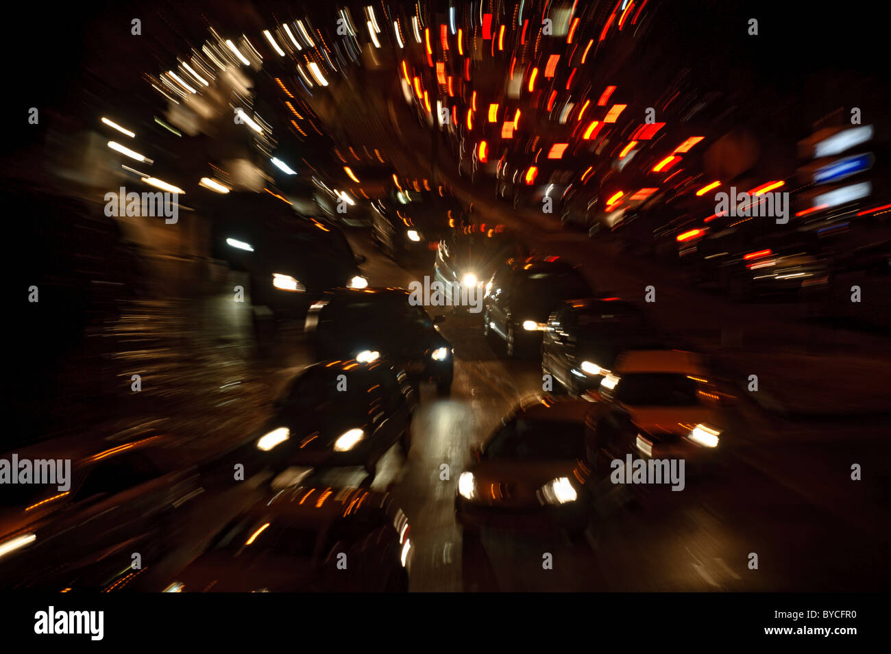 Traffic jam at night Stock Photo - Alamy