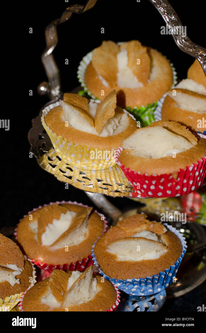 Butterfly buns with butter cream Stock Photo - Alamy