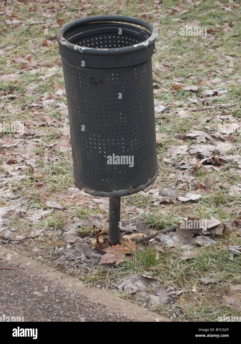 Metallic street recycle bin Stock Photo - Alamy