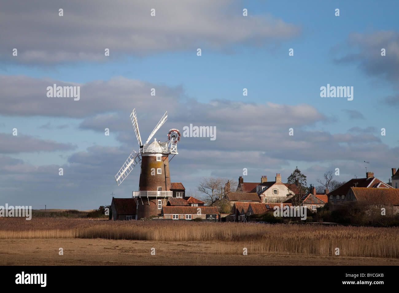 Cley windmill standing prominently over Norfolk saltmarshes Stock Photo ...