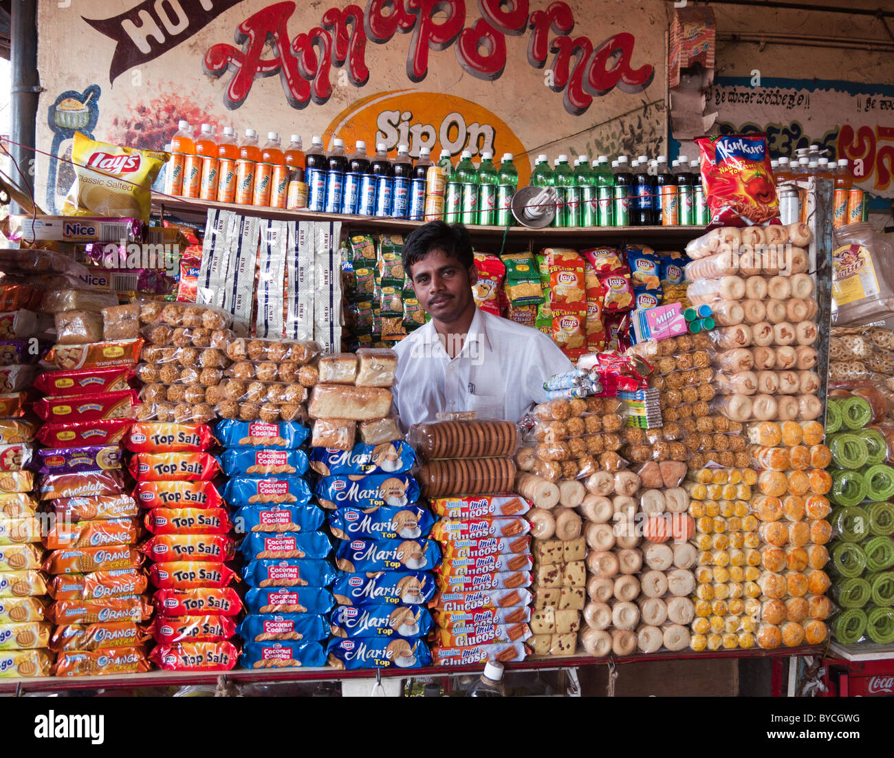 A biscuit stall in India Stock Photo - Alamy