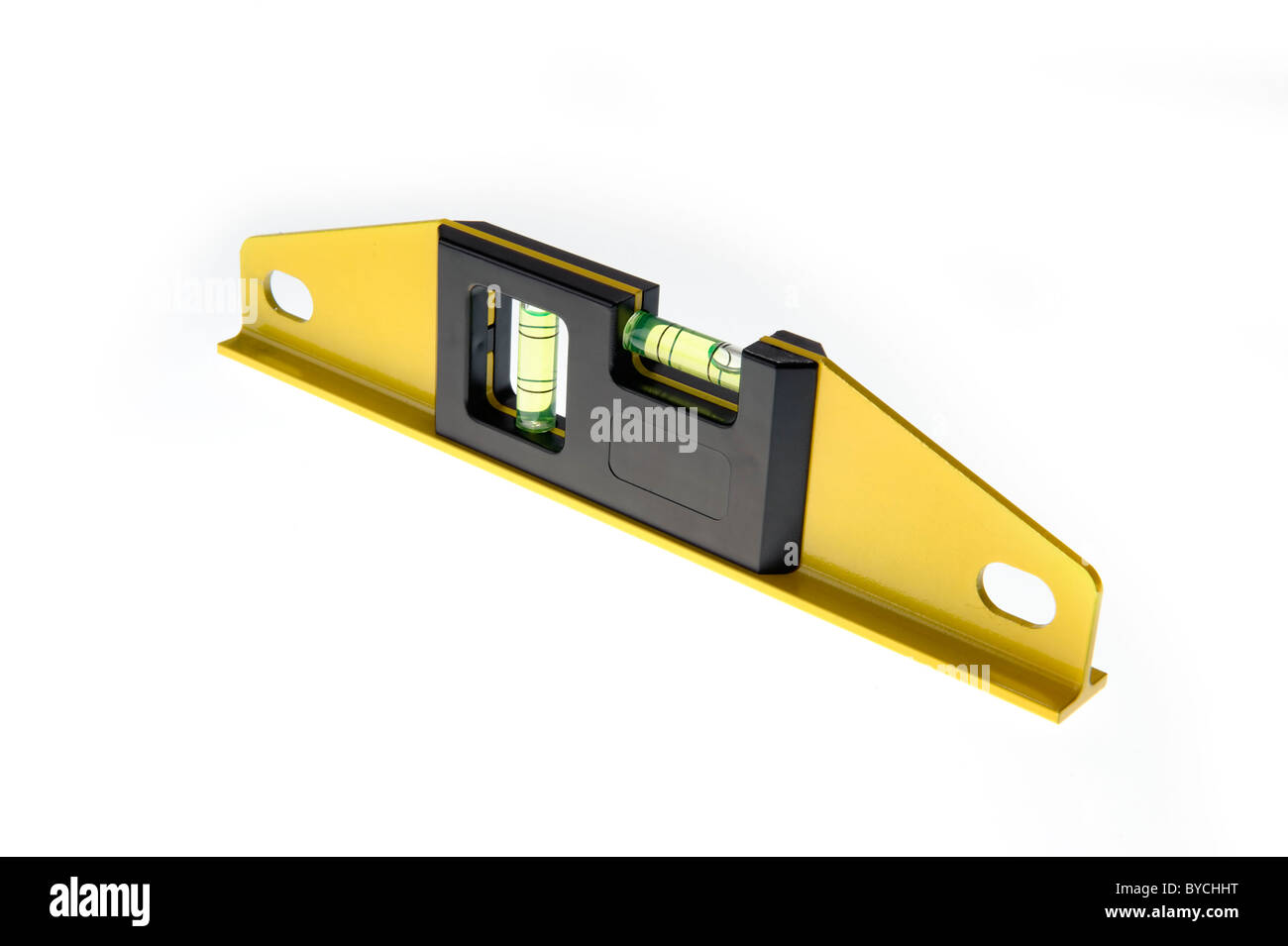Cut out of yellow construction spirit level on white background Stock ...