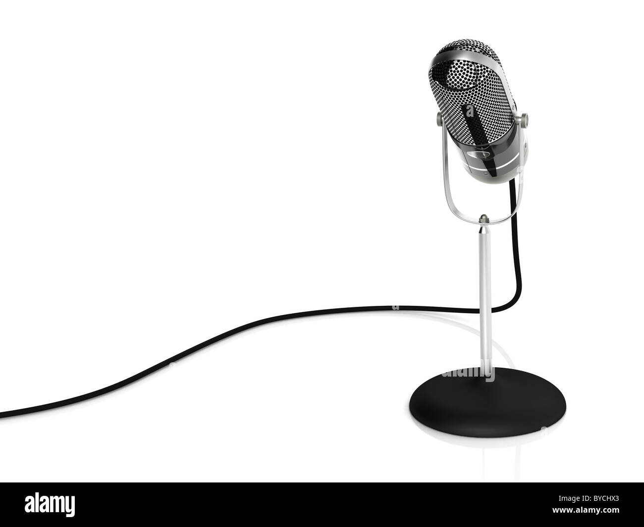 Vintage silver microphone isolated on white background Stock Photo - Alamy