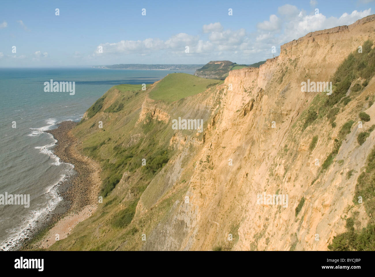 On the south west coast path, looking west along Ridge Cliff towards ...