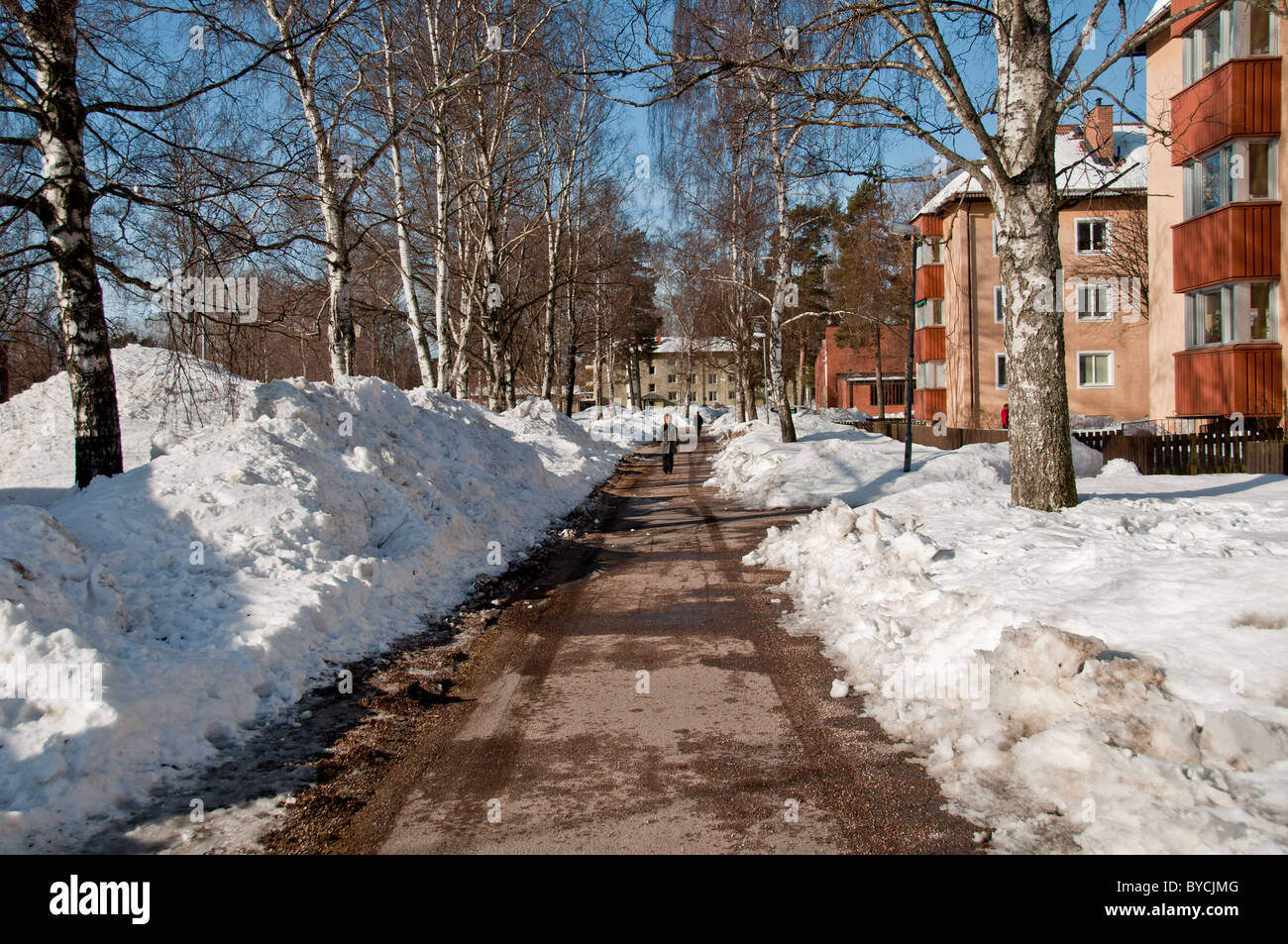 Spring sunshine in mid March in Sandviken in north Sweden Stock Photo ...