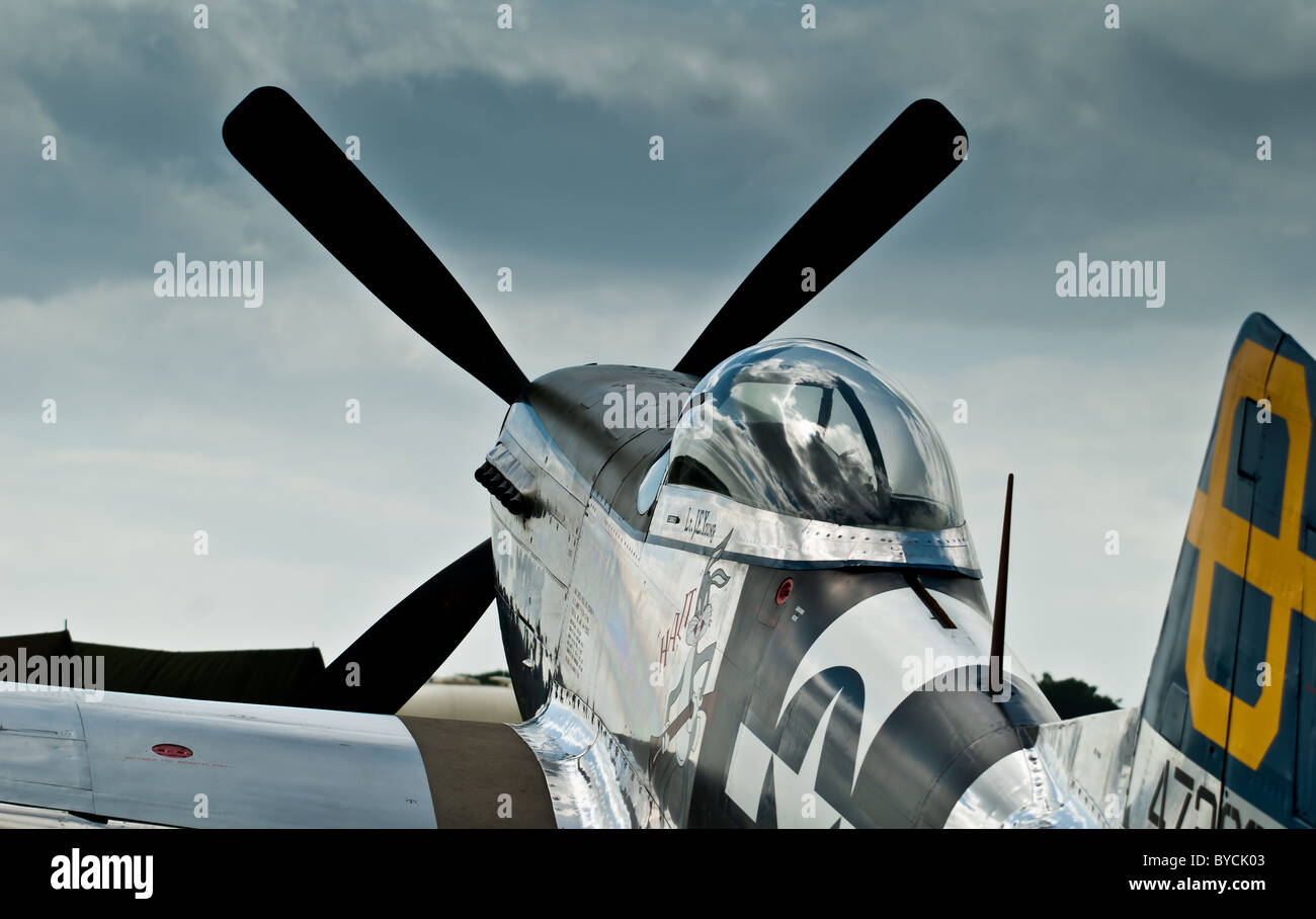 North American Aviation P-51 Mustang parked under a moody sky Stock ...