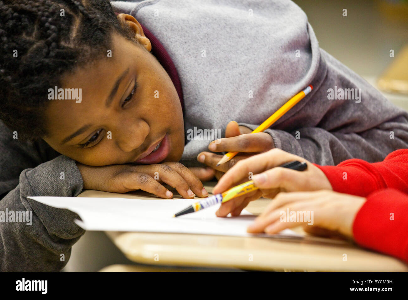 African American girl learning in a classroom in Washington DC Stock ...