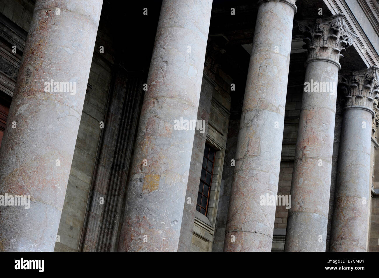 Stone columns on a building in Geneva center of the Old Town Stock ...