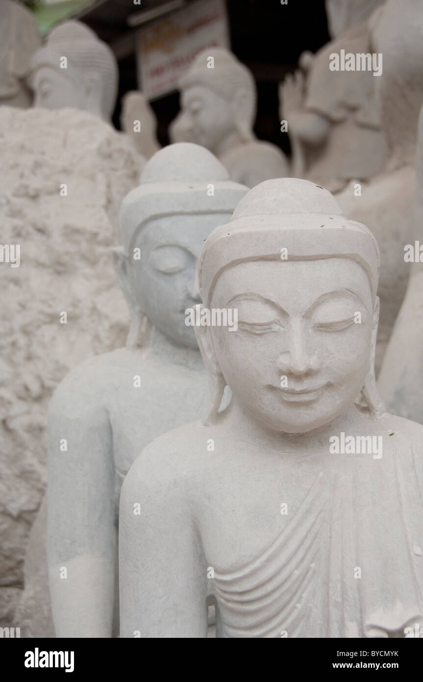Myanmar (aka Burma), Mandalay. Stone carvers neighborhood, unfinished ...