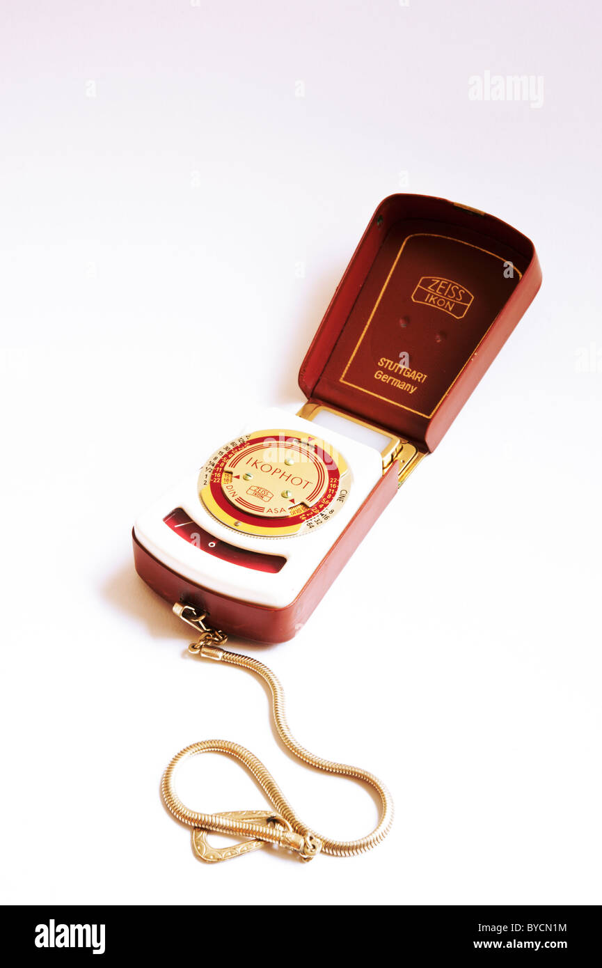 An analogue spot light metre, made by Zeiss, isolated on a white ...