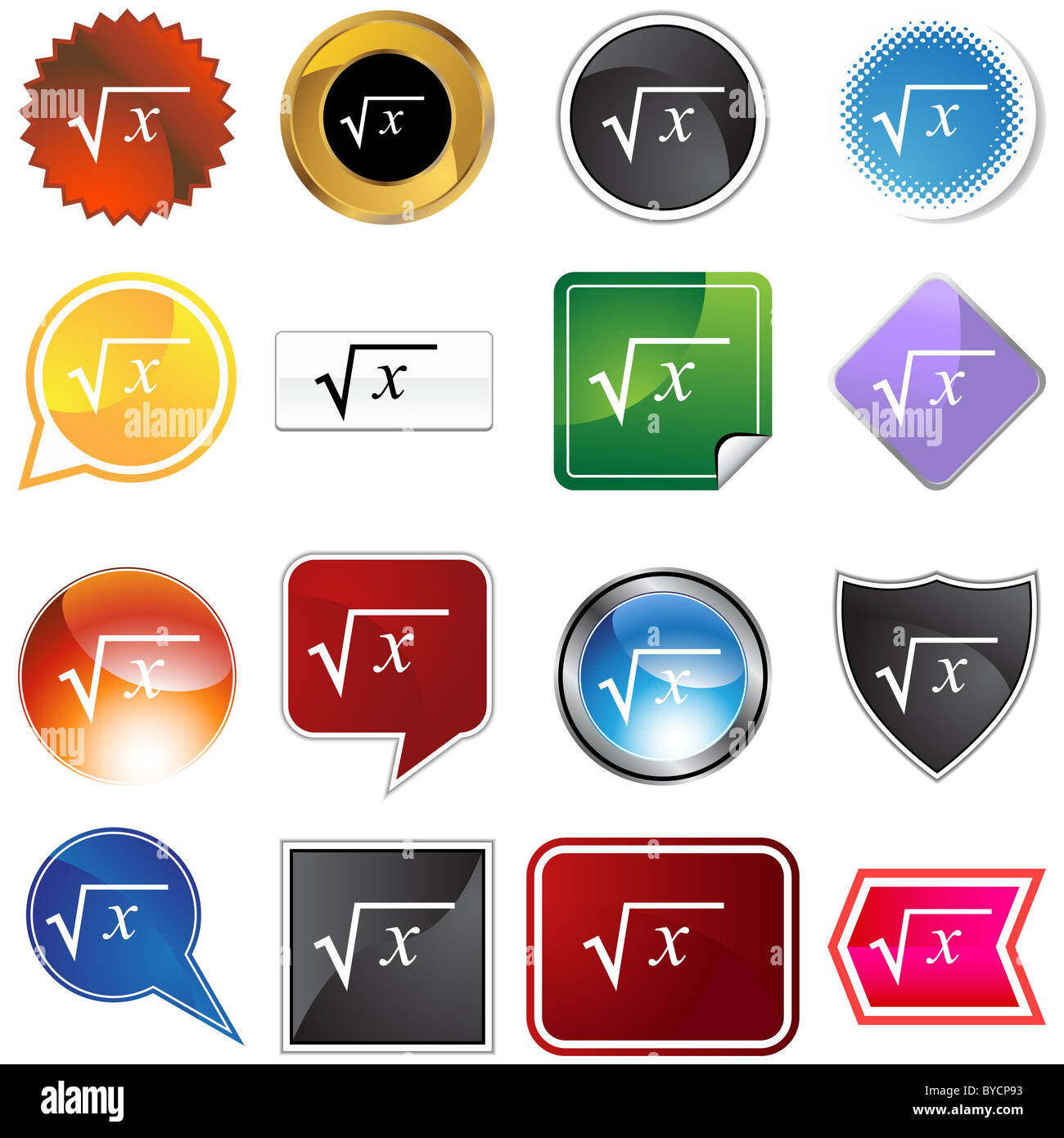 Square root icon set isolated on a white background Stock Photo - Alamy