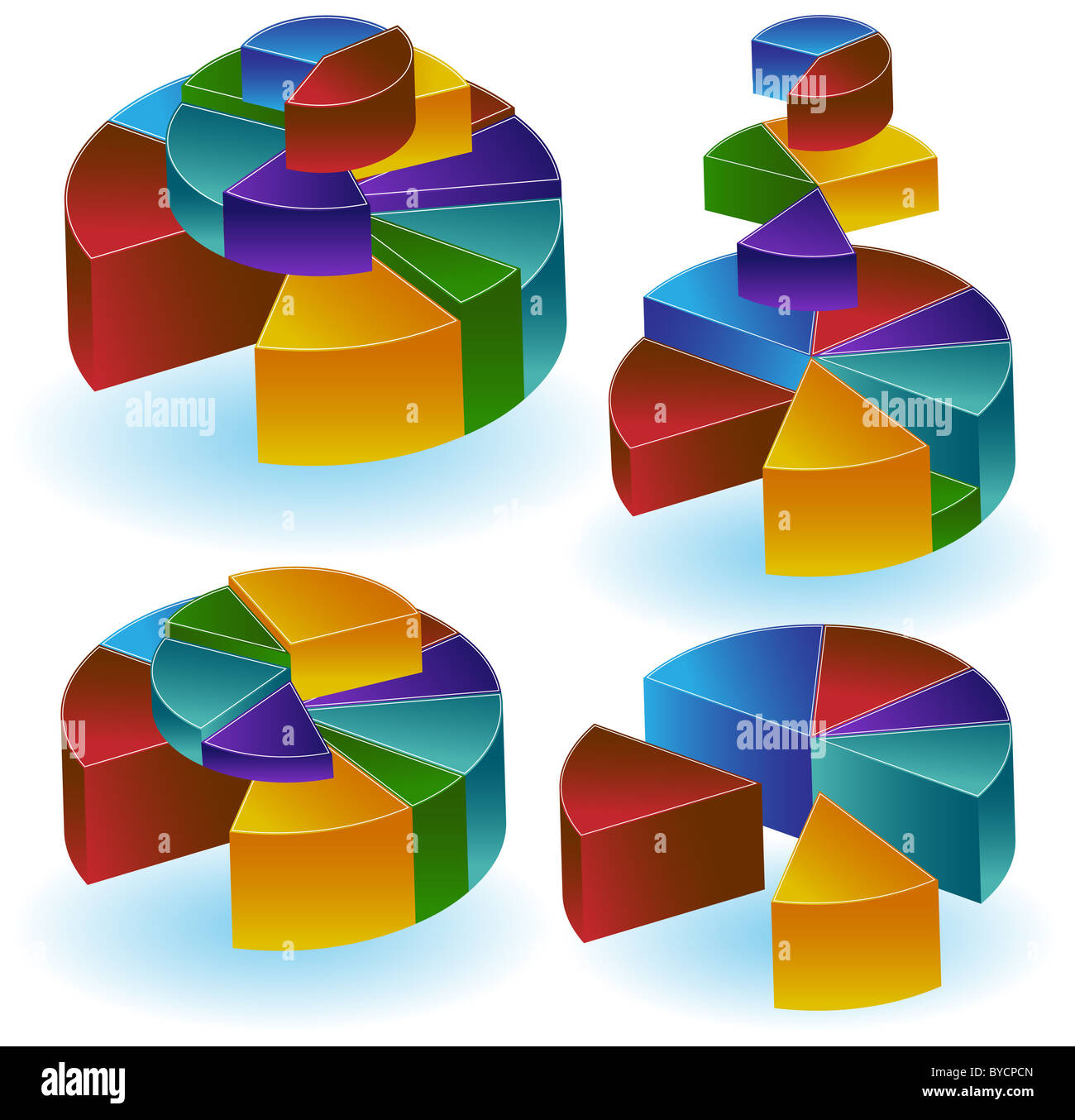 3D image of stacked pie charts Stock Photo - Alamy