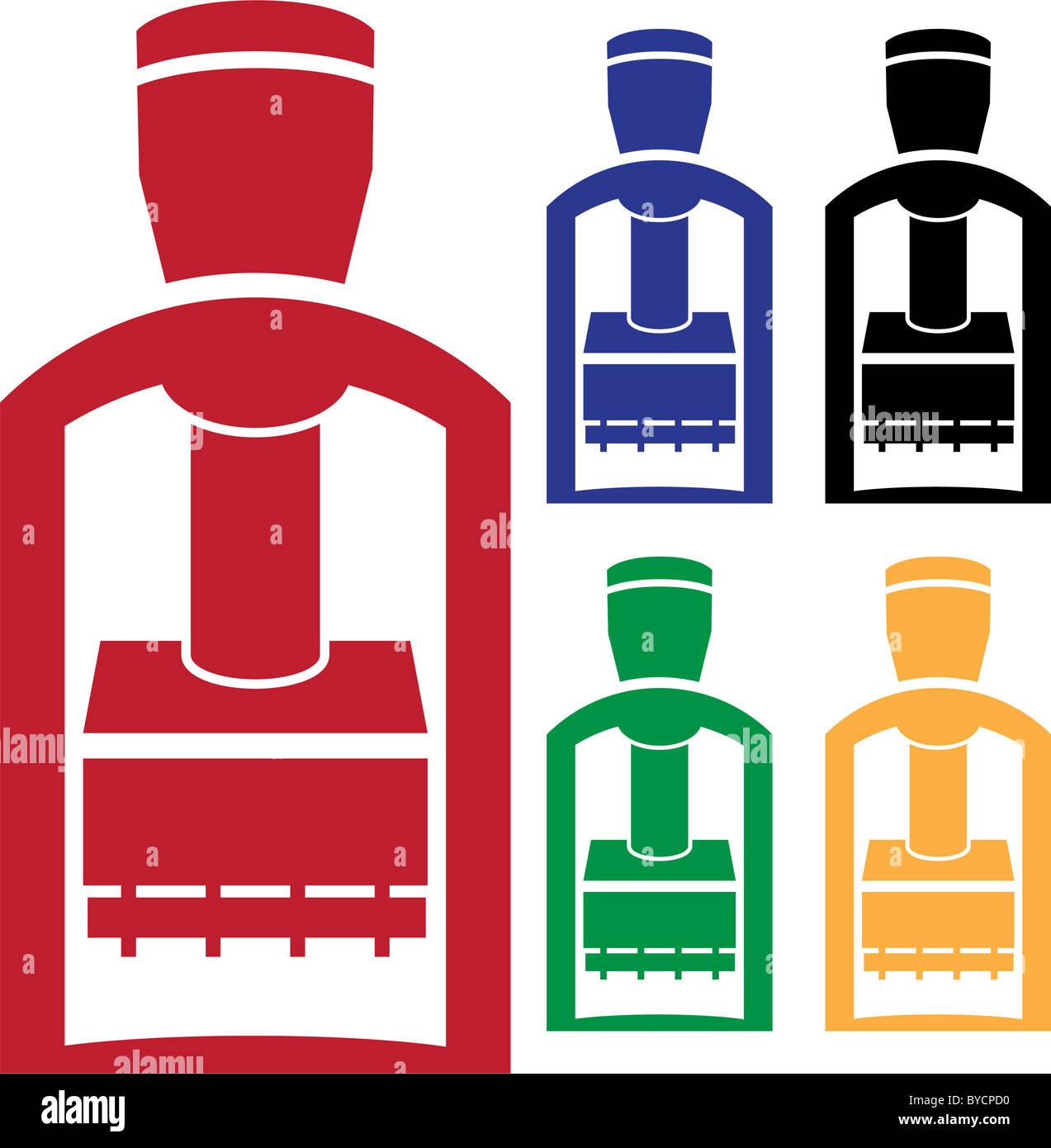 Set of 5 stamping devices in different colors Stock Photo - Alamy