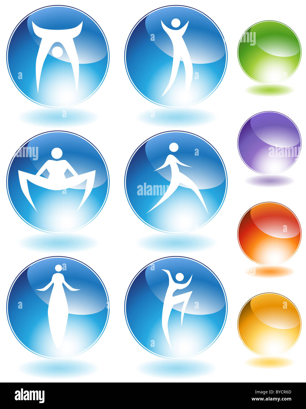 Stilts stick figure crystal icon set isolated on a white background ...