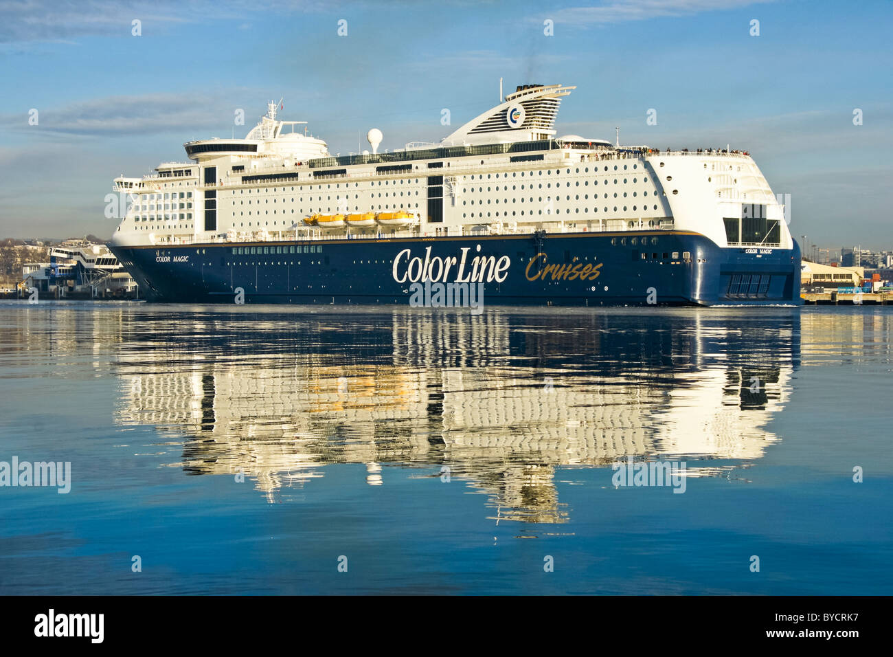 Color Line car and passenger ferry Color Magic leaving its berth in ...