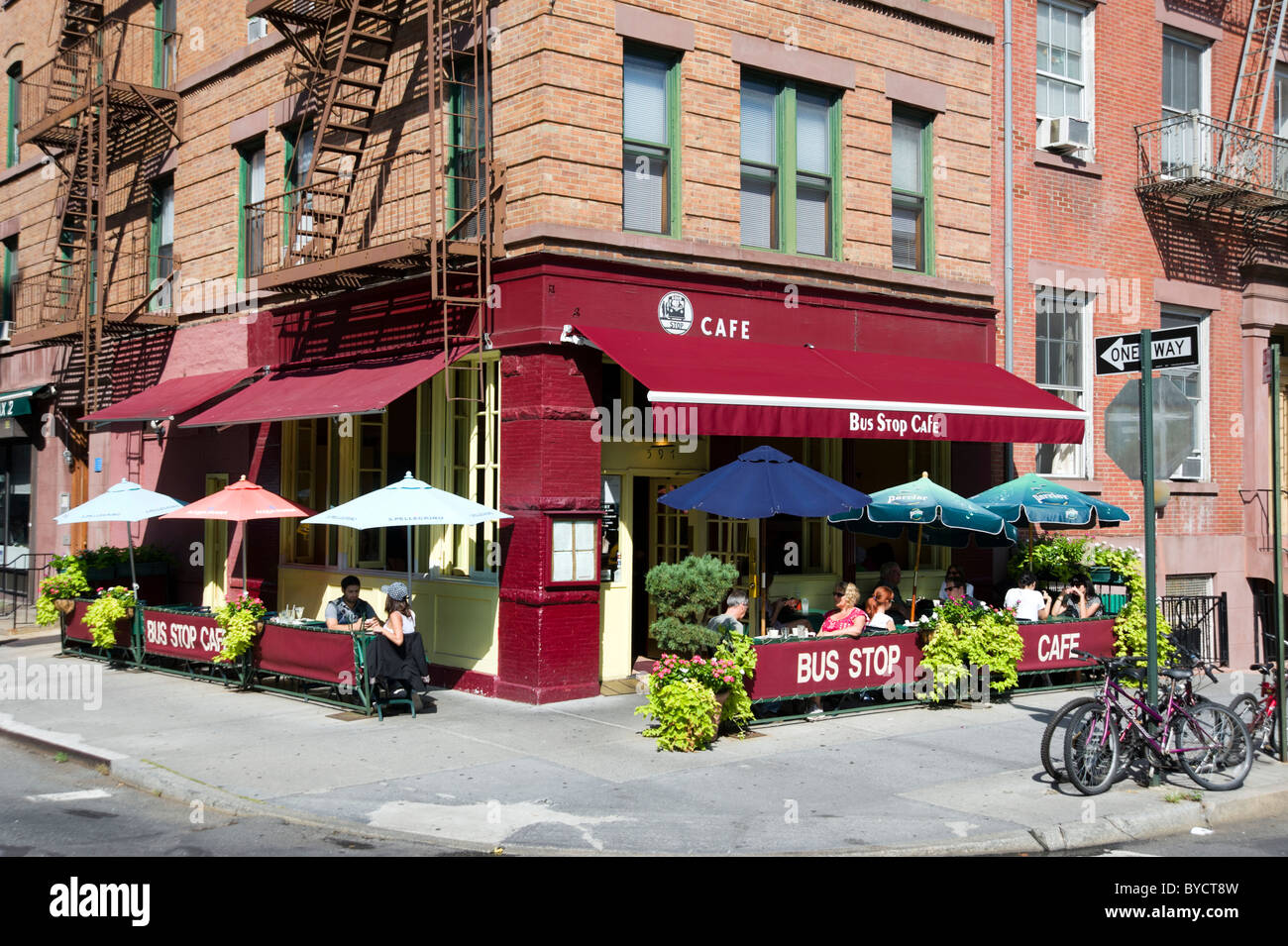 Bus Stop Cafe in Greenwich Village, New York City, America, USA Stock ...