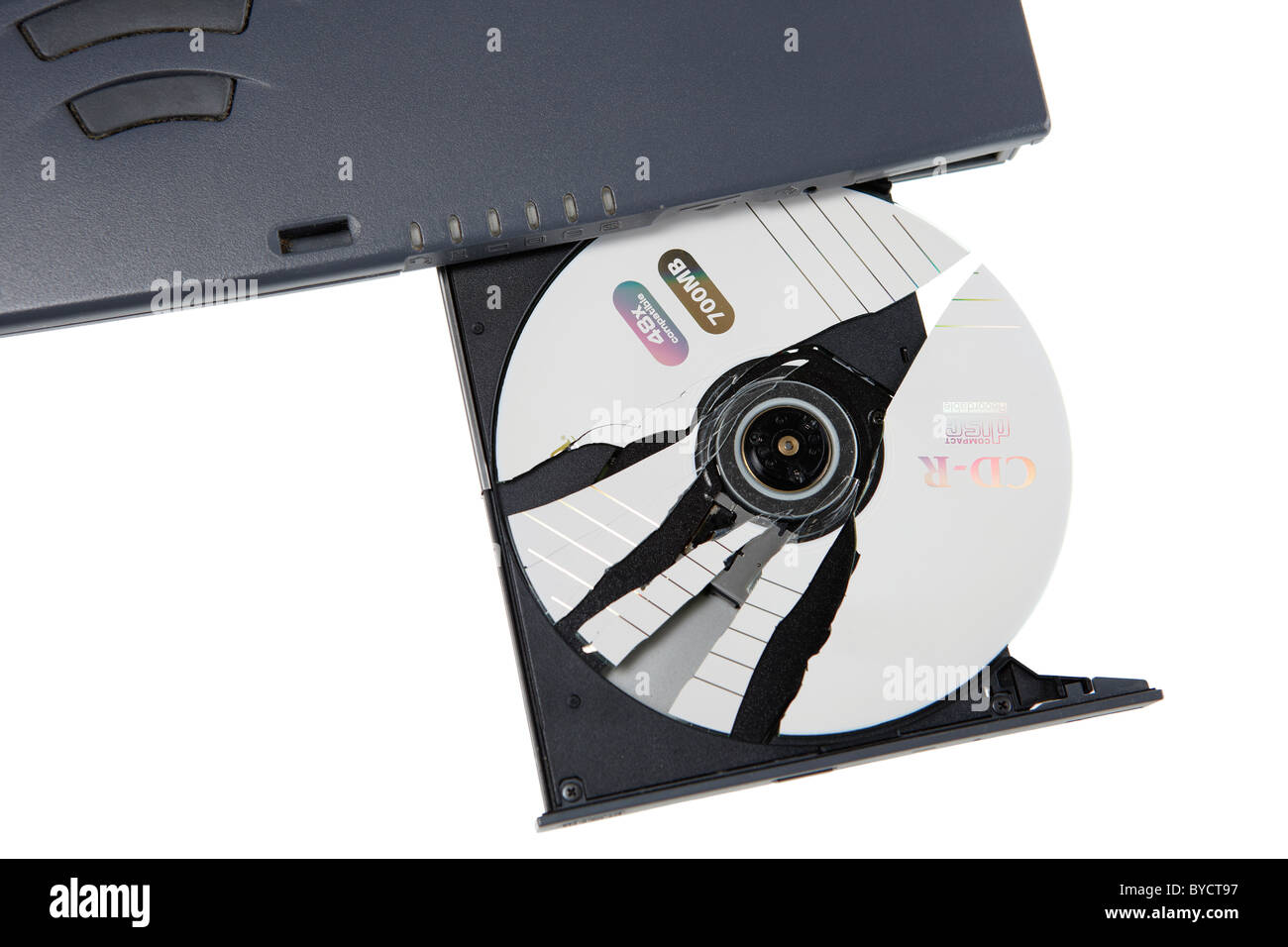 Laptop computer with open optical disk drive and a broken CD disk Stock ... Laptop computer with open optical disk drive and a broken CD disk Stock ...