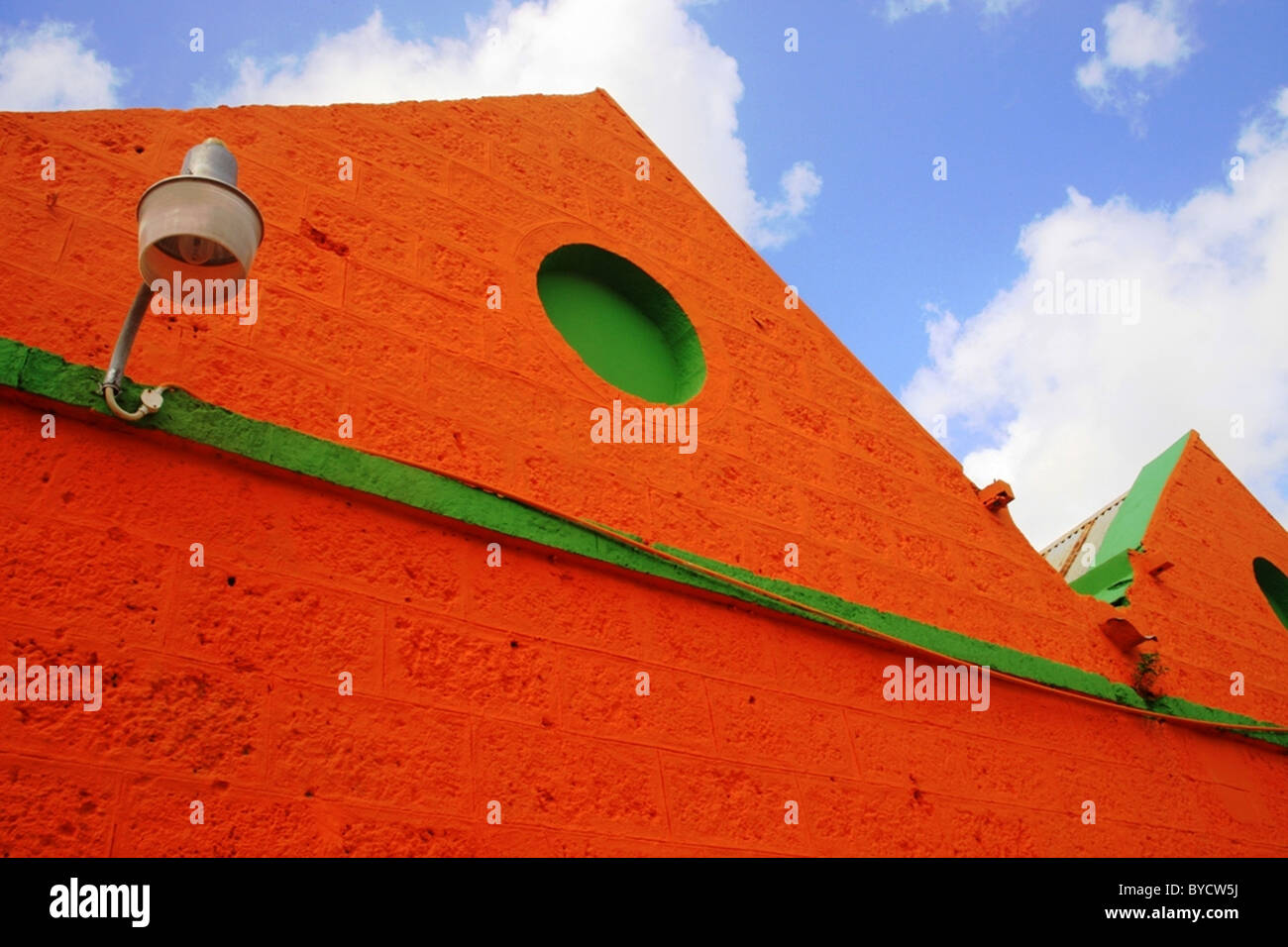 Bright orange building in Bridgetown Barbados Stock Photo - Alamy