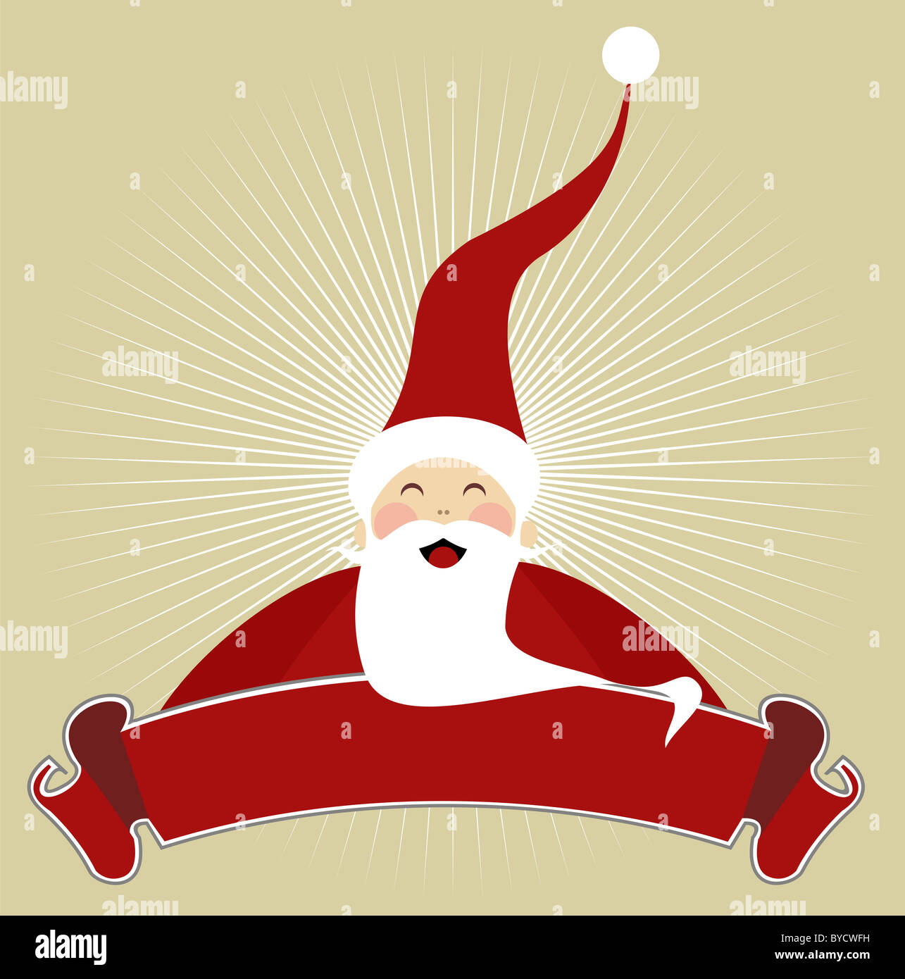 Happy Santa Claus with red ribbon. Vector illustration Stock Photo - Alamy