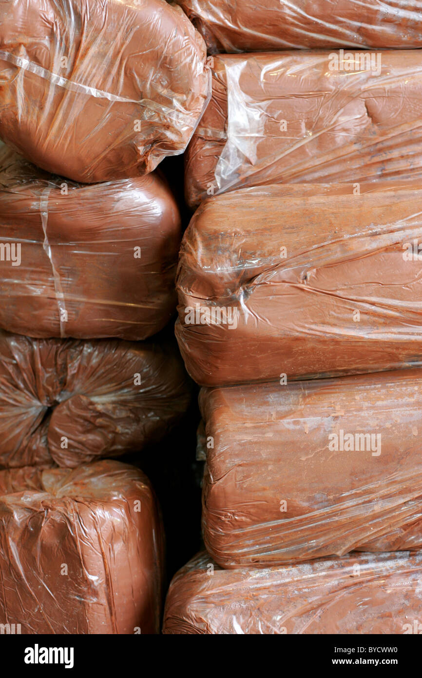 Bags of clay Stock Photo - Alamy