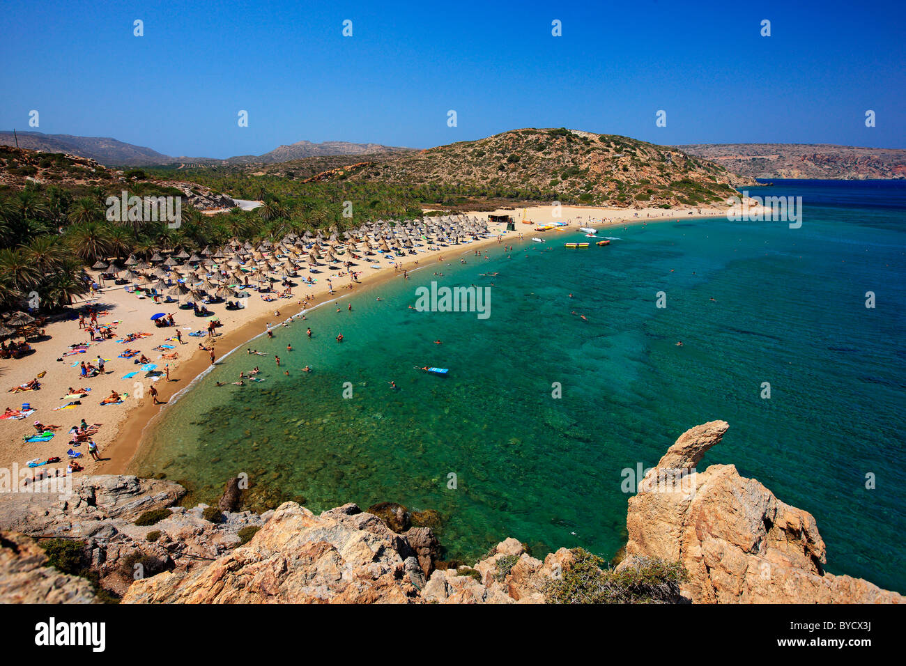 Vai beach, famous for its unique palm tree forest, close to Sitia town ...