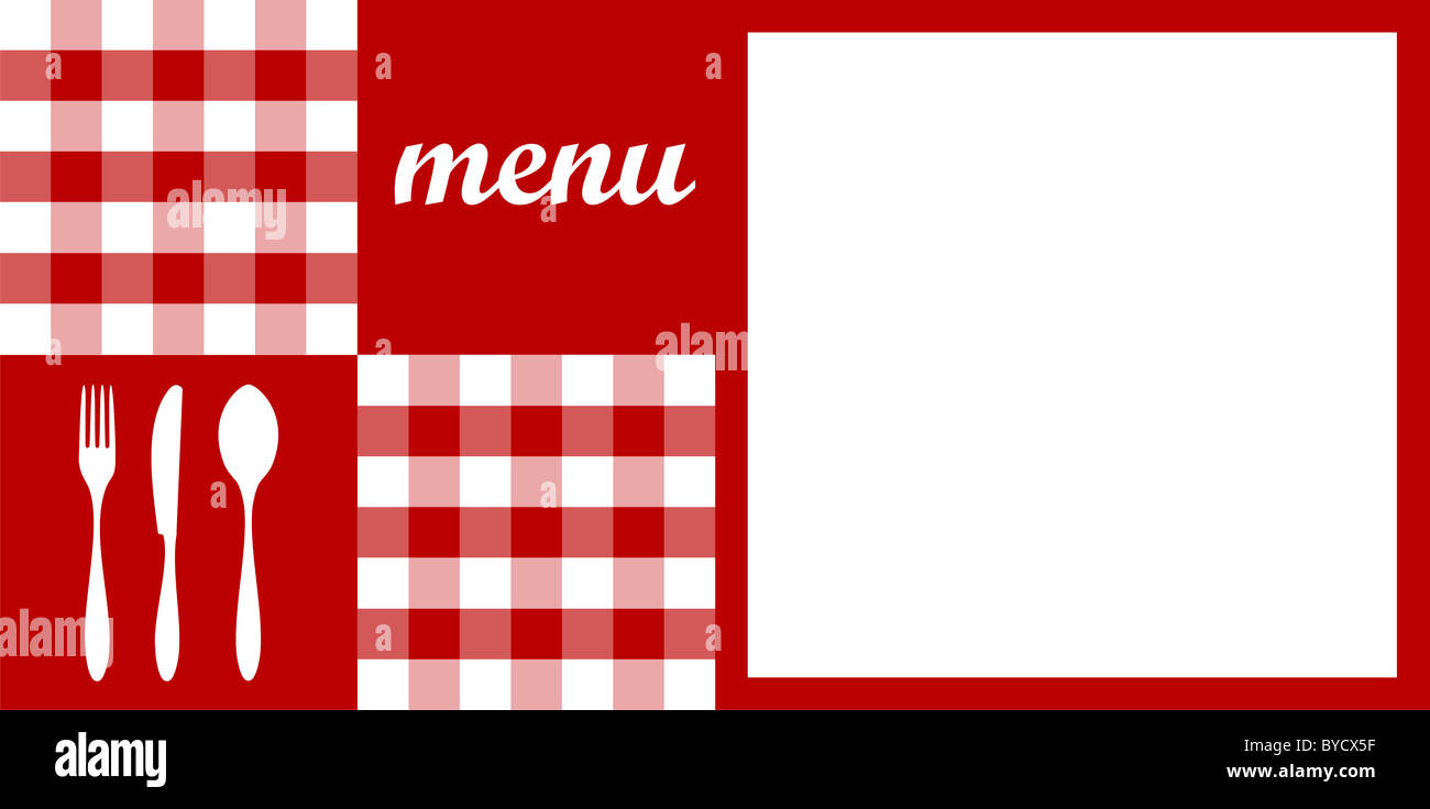 Food, restaurant, menu design with cutlery silhouettes, red tablecloth ...