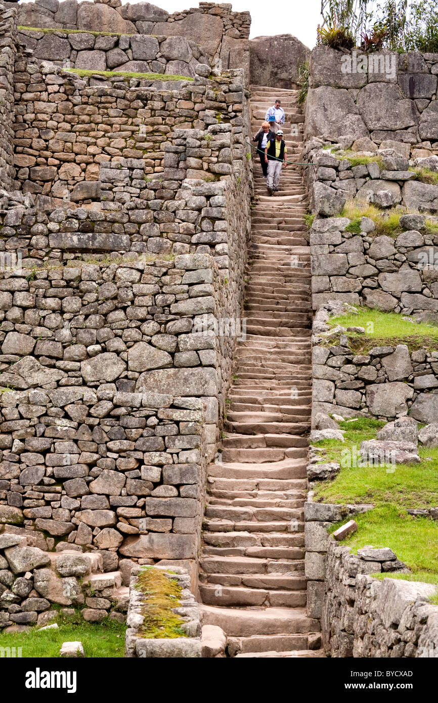 Incan stone work with steeps and terracing at Ollantaytambo, Peru ...