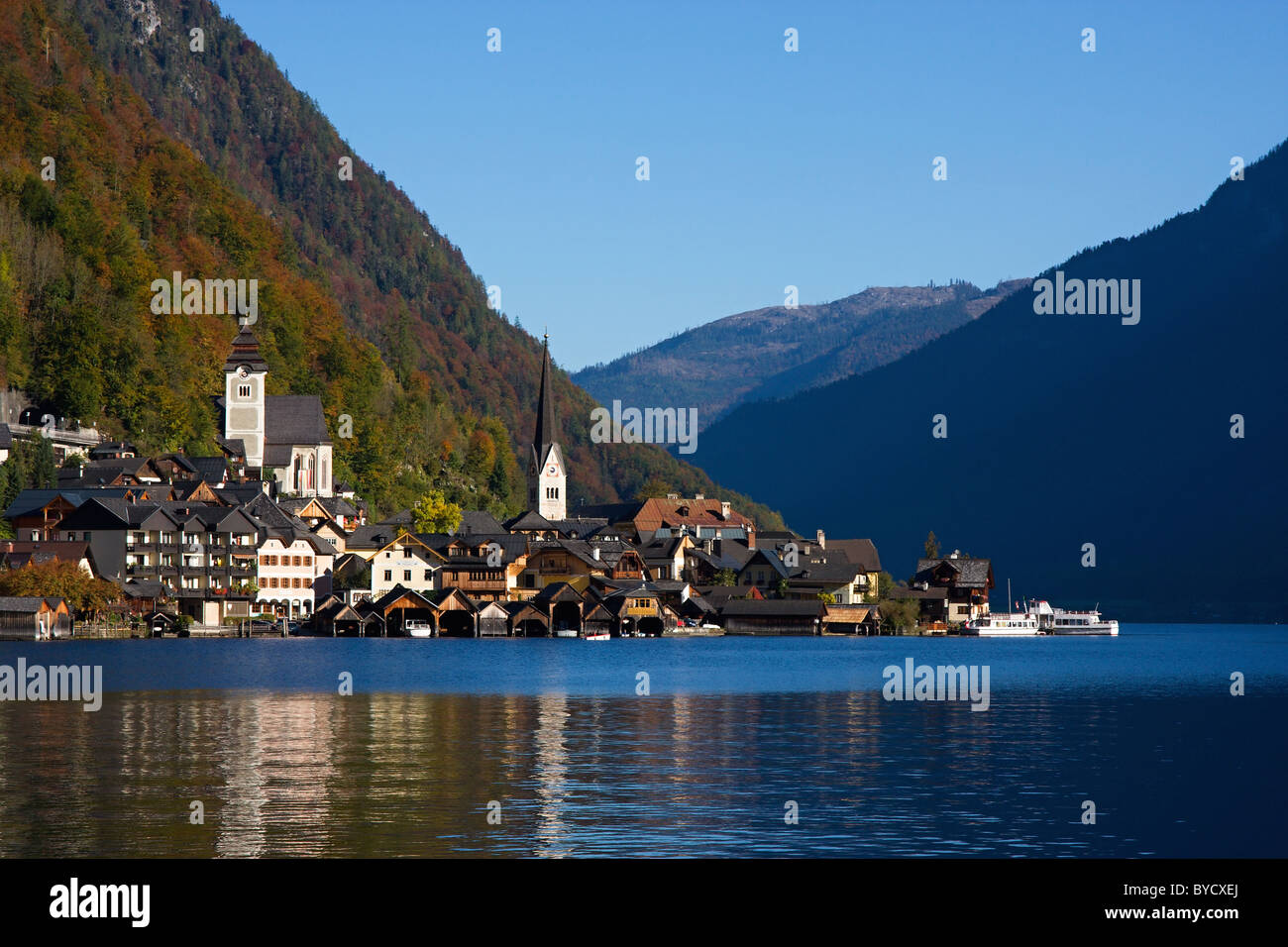 Hallstatt See (lake district) Austria. Hallstatt village is UNESCO ...