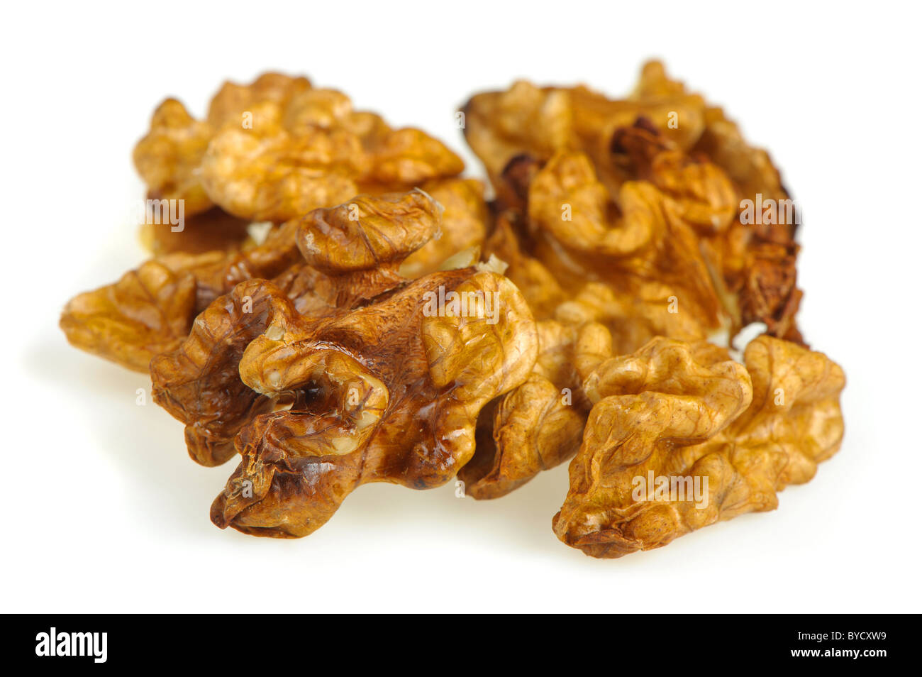 Kernel walnut. A photo close up walnut. It is isolated on a white ...