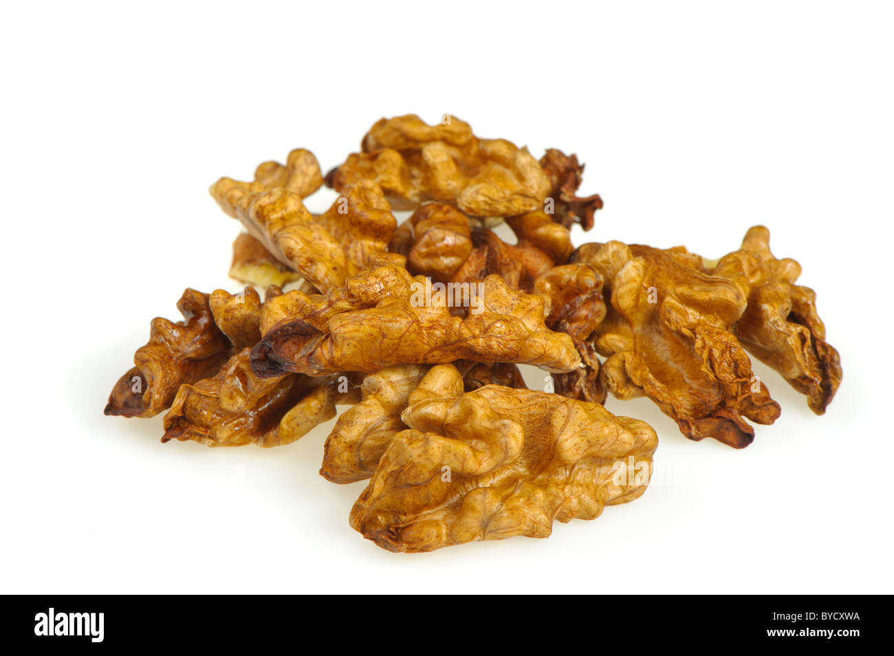 Kernel walnut. A photo close up walnut. It is isolated on a white ...