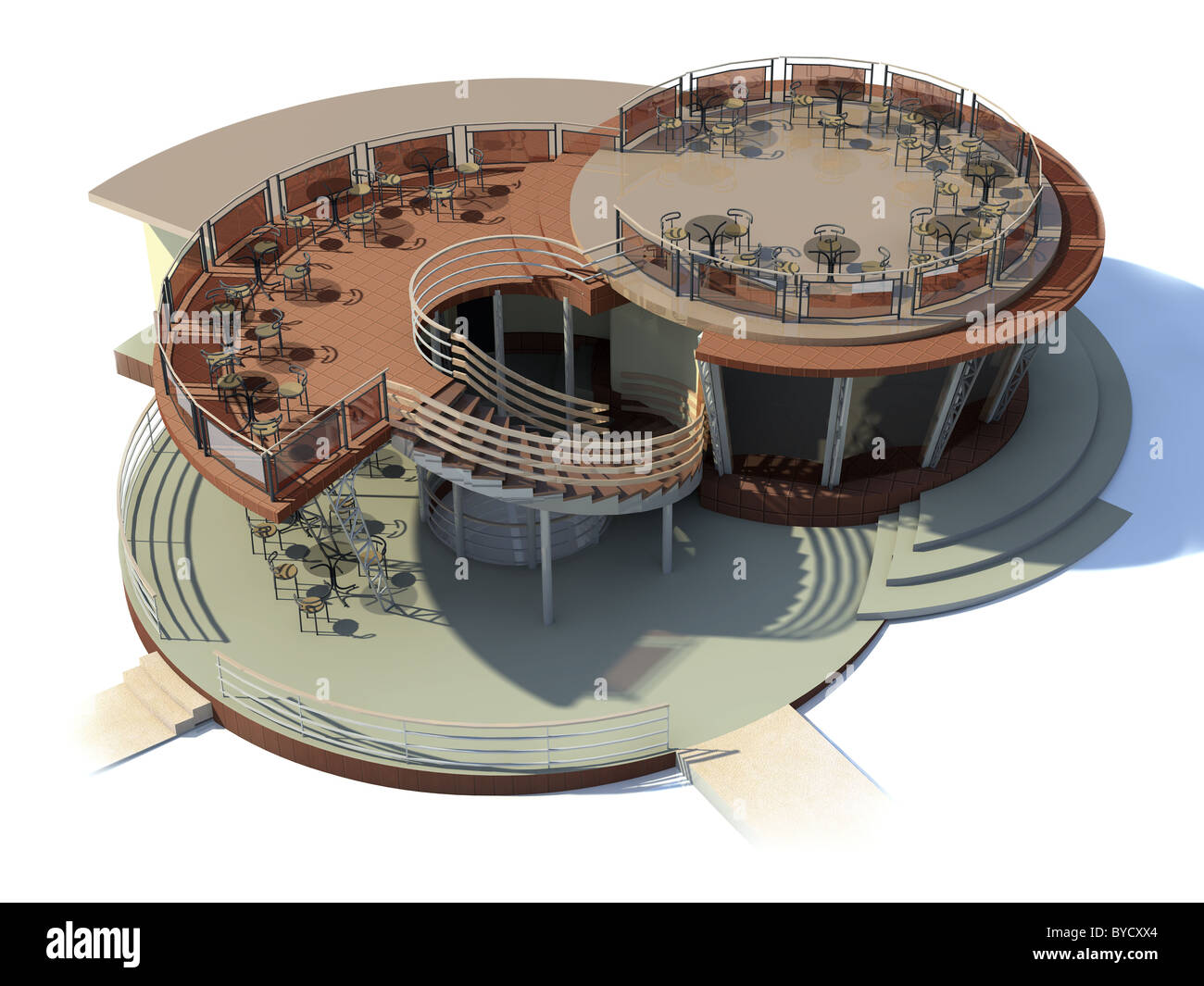 Spatial model of summer cafe, computer graphics Stock Photo - Alamy