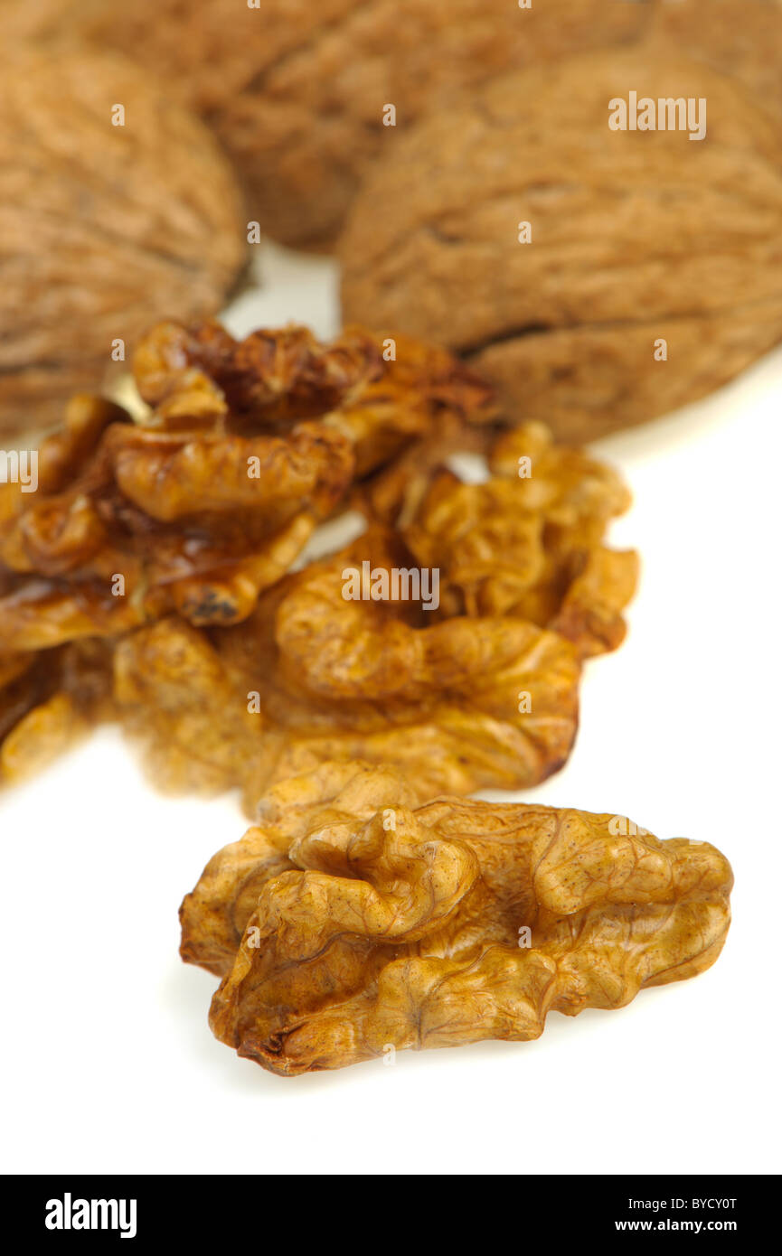 Kernel walnut. A photo close up walnut. It is isolated on a white ...